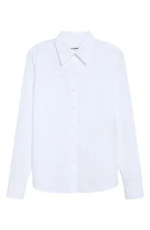 JIL SANDER Fitted Classic Collar Cotton Poplin Button-up Shirt - Optic White