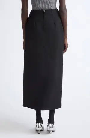 JIL SANDER Sculpted Virgin Wool Midi Skirt