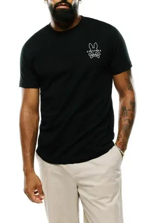 Psycho Bunny Piers Back Graphic Pima Cotton T-shirt - Black