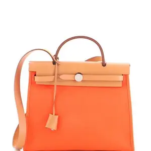 Hermès Herbag Zip Leather And Toile 31 - Orange