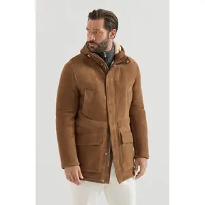 Brunello Cucinelli Suede Curly Shearling Parka - Brown