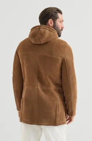 Brunello Cucinelli Suede Curly Shearling Parka