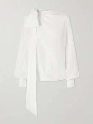 Alexander McQueen Bow-detail Draped Silk Shirt - Ivory