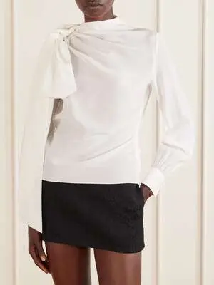Alexander McQueen Bow-detail Draped Silk Shirt