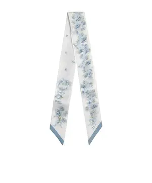 Dior Floral Print Skinny Scarf - White