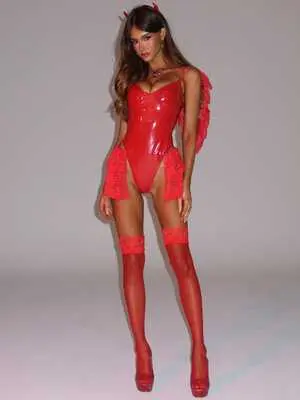 OUTCAST Devil Bodysuit & Skirt Set - Red