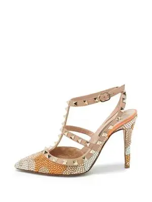 Valentino Garavani Rockstud Crystal-embellished Pumps - Neutrals