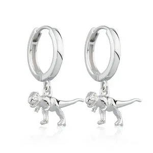 SCREAM PRETTY T-rex Dinosaur Hoop Earrings - Silver