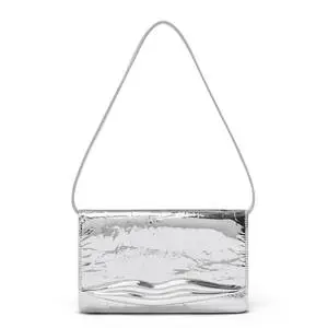 Lulu Guinness Surrealist Lips Clasp Clutch In Patent - Silver