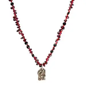 AMONTA Red / Black / Silver Kin Ancestral Roots Garnet Necklace - Red/black/silver