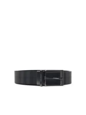 Burberry Check' Reversible Grey Cotton Blend Belt - Gray