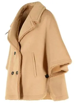 Max Mara Memo' Reversible Camel And Teddy Hood