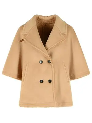 Max Mara Memo' Reversible Camel And Teddy Hood - Brown