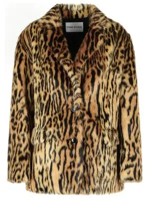 STAND STUDIO Emmie' Leopard Print Faux Fur Blazer