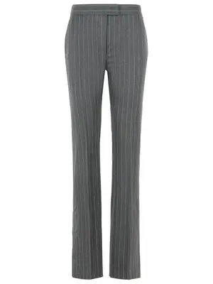 Sportmax Ricordo' Slim Flare Pants In Medium Grey Stretch Wool - Gray