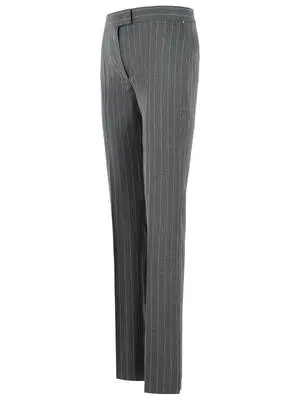 Sportmax Ricordo' Slim Flare Pants In Medium Grey Stretch Wool