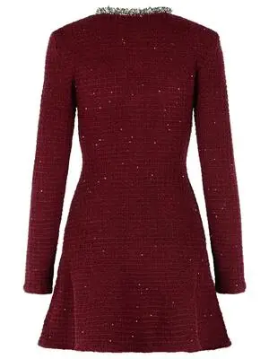 SELF-PORTRAIT Burgundy Cotton Blend Mini Dress