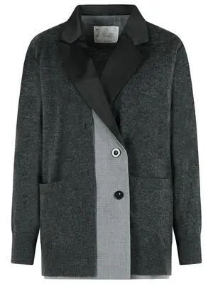 Sacai Grey Wool Cardigan - Gray