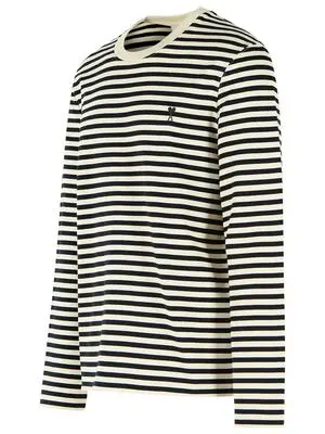 AMI Paris Marinière De Cœur' And White Cotton T-shirt