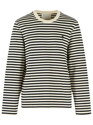 AMI Paris Marinière De Cœur' And White Cotton T-shirt - Black