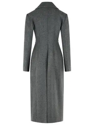 Sportmax Golfo' Long Coat In Pure Grey Wool