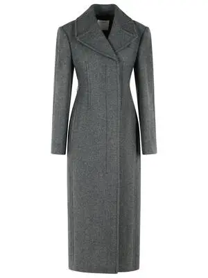 Sportmax Golfo' Long Coat In Pure Grey Wool - Gray