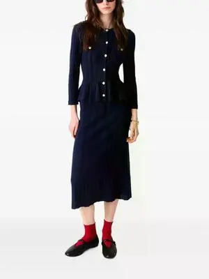 Maje Knit Dress With Peplum Waist - Blue
