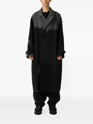 Yohji Yamamoto Herringbone-pattern Double-breasted Coat