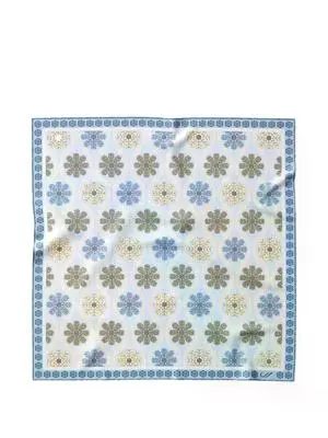 ELIZABETTA Gargano Floral-print Pocket Square - Blue