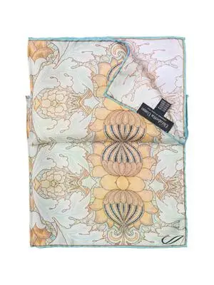 ELIZABETTA Londra Floral-print Silk Pocket Square - Blue