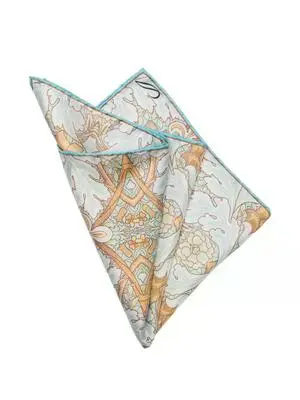 ELIZABETTA Londra Floral-print Silk Pocket Square - Blue