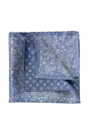ELIZABETTA Pascal Double-sided Floral-print Pocket Square - Blue