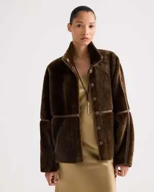TWP Big Sky Jacket In Ironed Merino Shearling - Kangaroo