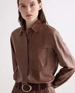 TWP Cowboy Update Shirt In Paper Leather