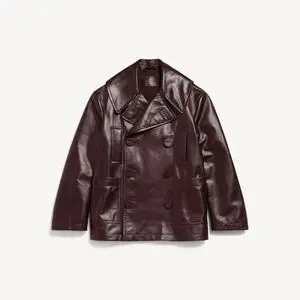 Balenciaga Leather Peacoat - Red