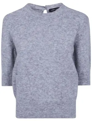 ANNECLAIRE Sweater Round Neck With Pockets - Gray