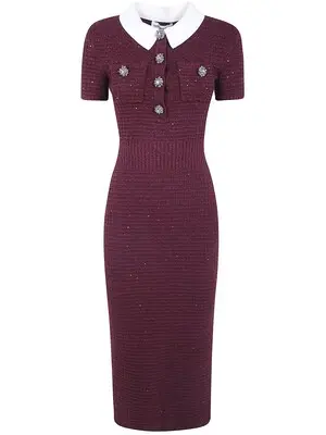 SELF-PORTRAIT Midi Dress Textu Knit
