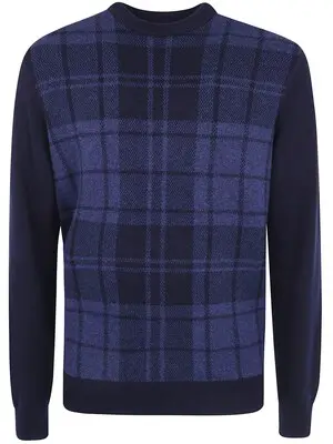 Barbour Crewneck Sweater "mineral Tartan - Blue