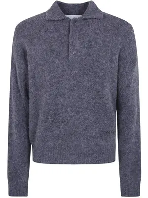 AMI Paris Polo Sweater - Gray
