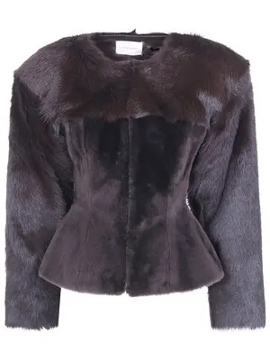 Magda Butrym Leather Fur Jacket "182926 - Brown