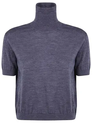 N.21 Short-sleeve Turtleneck Sweater - Gray