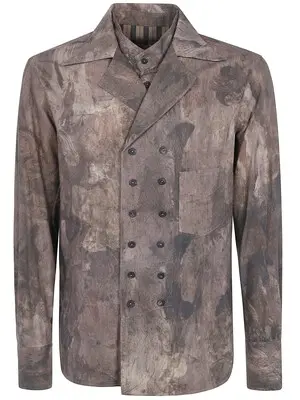 ZIGGY CHEN Shirt Digital Print Double-breasted - Gray