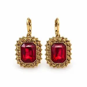 VSTYLE Ruby Crystal Statement Earrings - Red