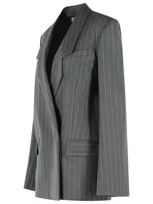 Sportmax Lepre' Tailored Blazer In Medium Grey Stretch Wool