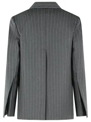 Sportmax Lepre' Tailored Blazer In Medium Grey Stretch Wool