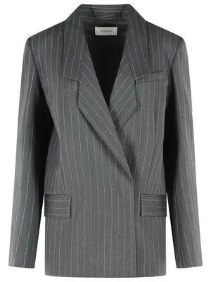 Sportmax Lepre' Tailored Blazer In Medium Grey Stretch Wool - Gray