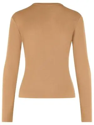 Max Mara Manto' Wool Yarn Sweater With Embossed Logo - Brown