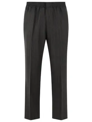 AMI Paris Striped Grey Wool Trousers - Gray