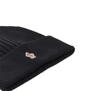 Moncler Logo Patch Wool Beanie Hat