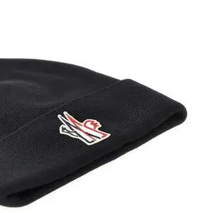 Moncler Logo Patch Wool Beanie Hat
